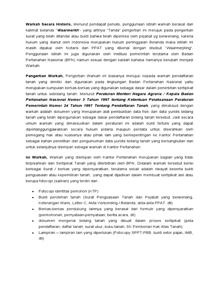 Pengertian dan Isi Warkah Tanah | PDF