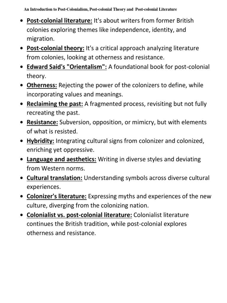 Introduction to Post-Colonial Theory | PDF | Classics | General Fiction