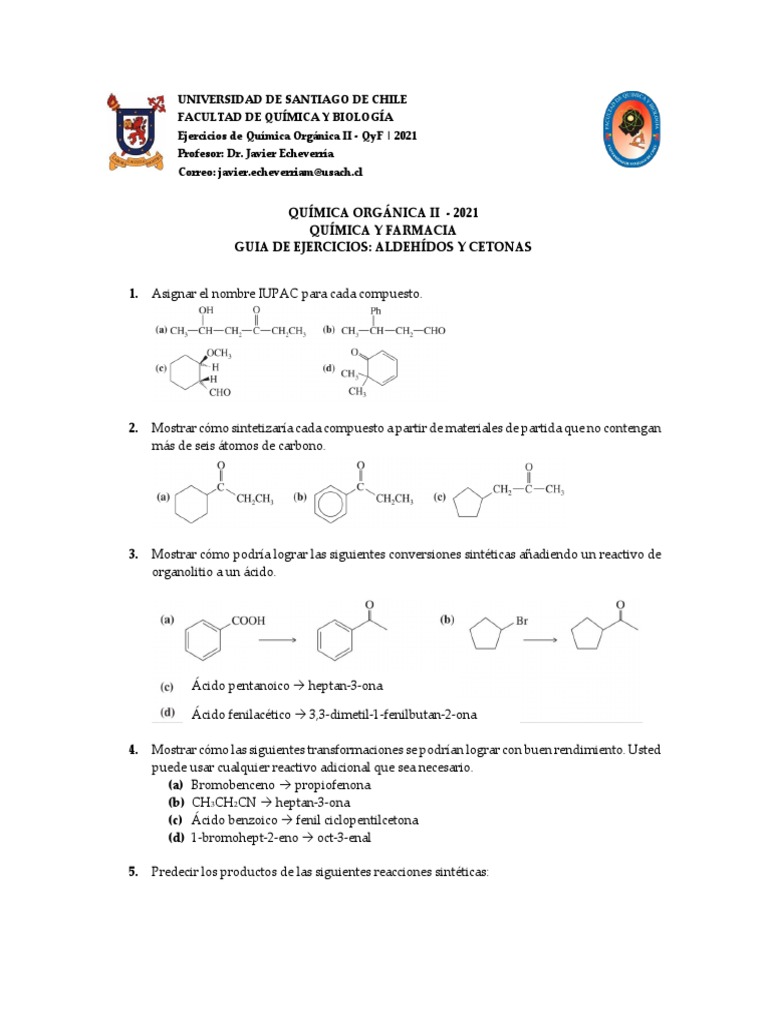 2021 - Guia de Ejercicios 3 - QOII - QyF - Aldehidos y Cetonas 2 | PDF ...