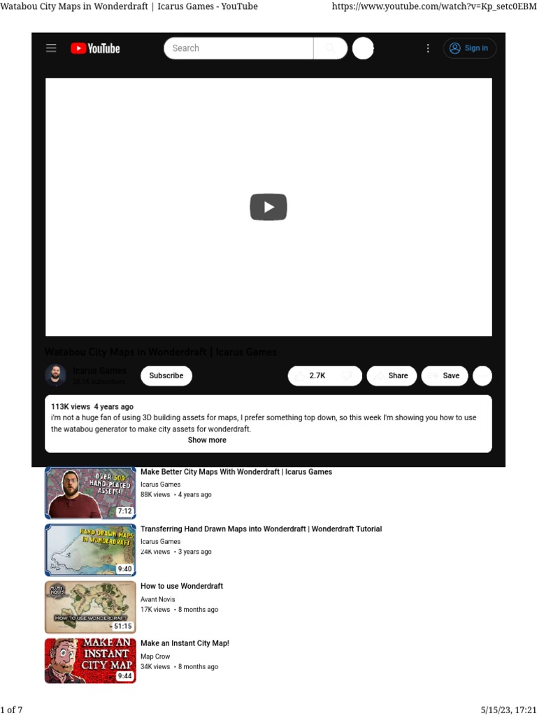 Watabou City Maps in Wonderdraft Icarus Games - YouTube | PDF