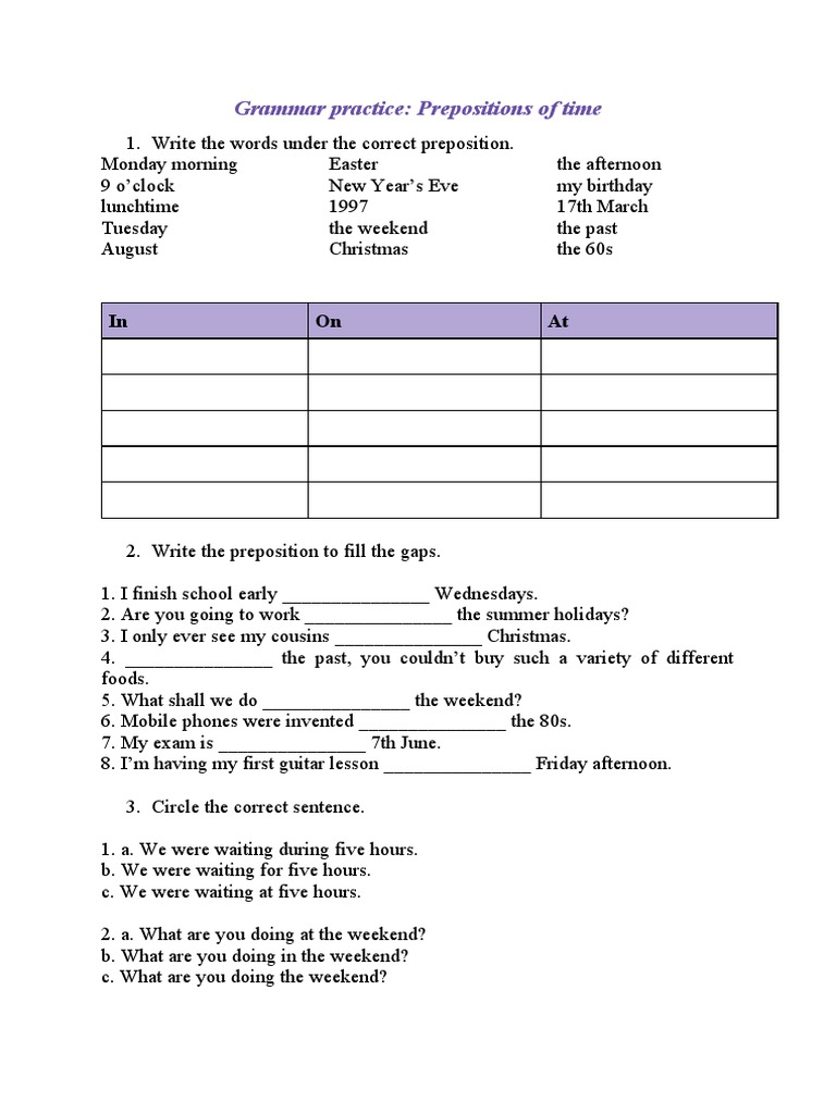 Prepositions A1-A2 | PDF
