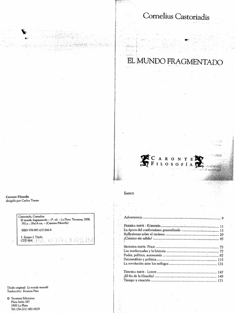 Castoriadis El Mundo Fragmentado PDF | PDF