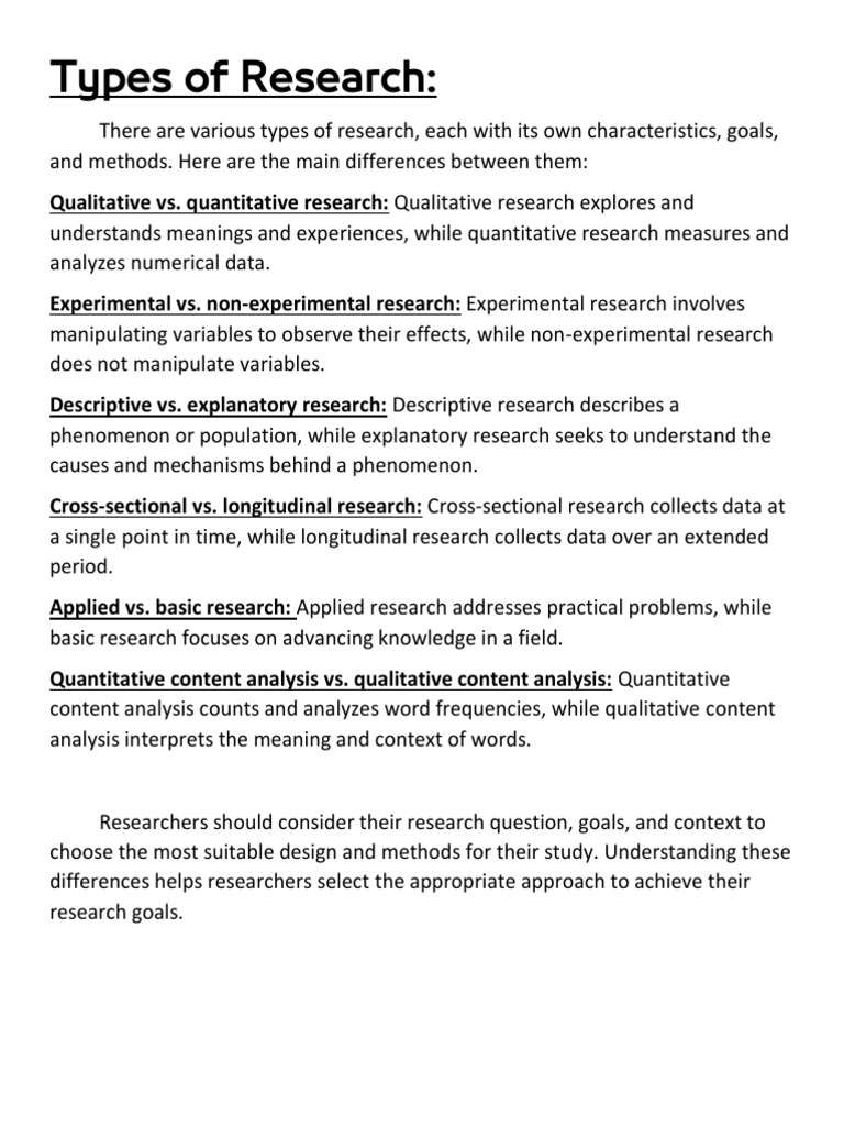 Types of Research | PDF