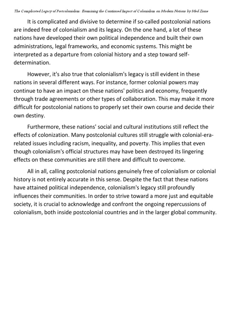 The Complicated Legacy of Postcolonialism | PDF