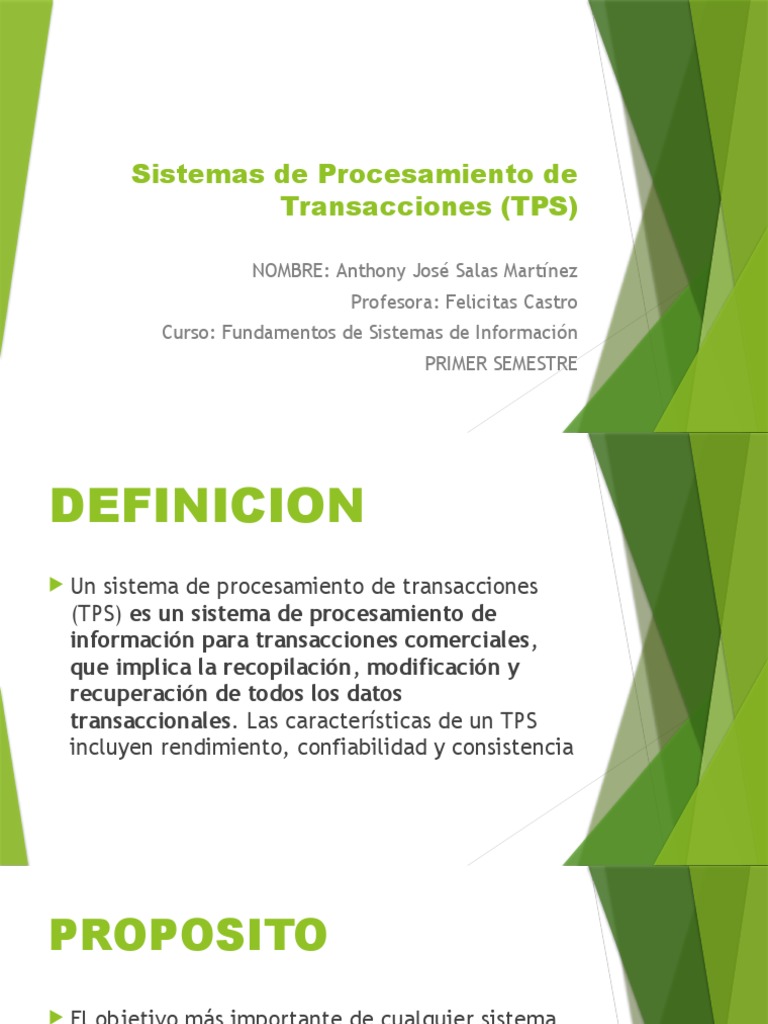 Sistemas de Procesamiento de Transacciones (TPS) | PDF