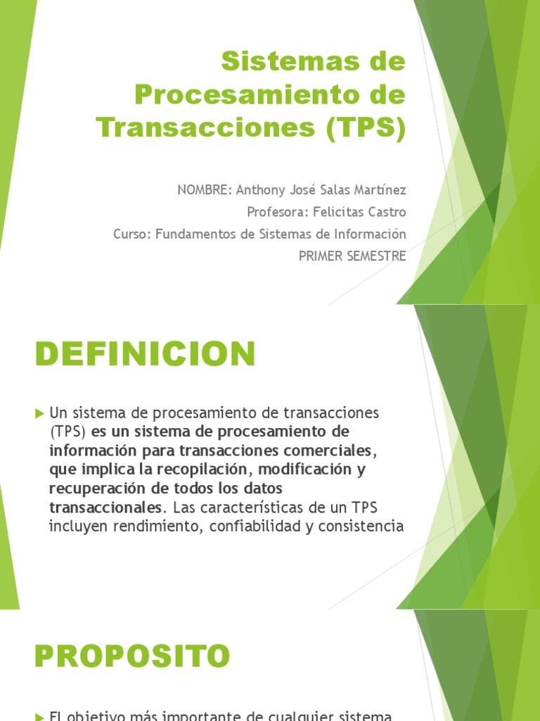 Sistemas de Procesamiento de Transacciones (TPS) | PDF