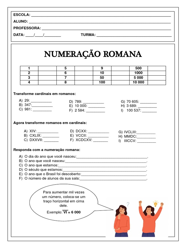 Atividade - Números Romanos | PDF