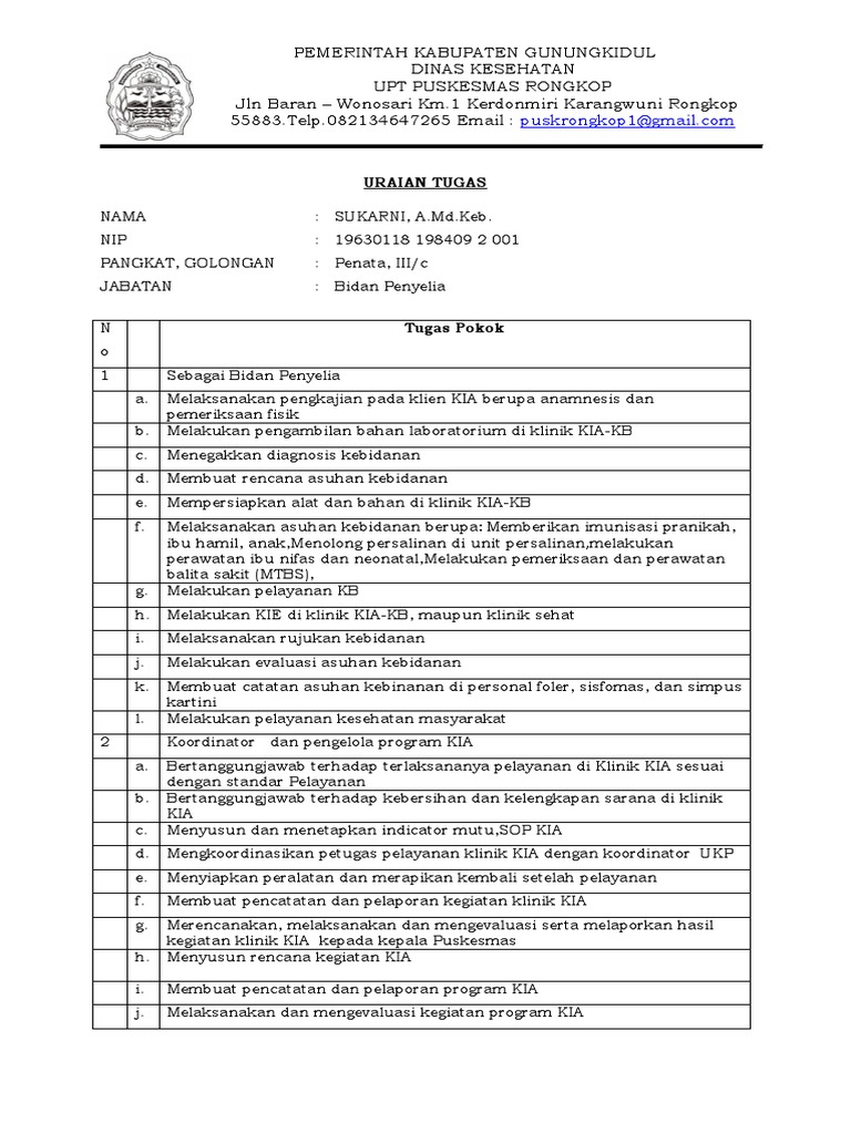 uraian tugas bidan | PDF