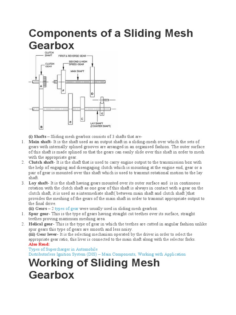 Sliding Mesh Gearbox Full | PDF | Gear | Manual Transmission
