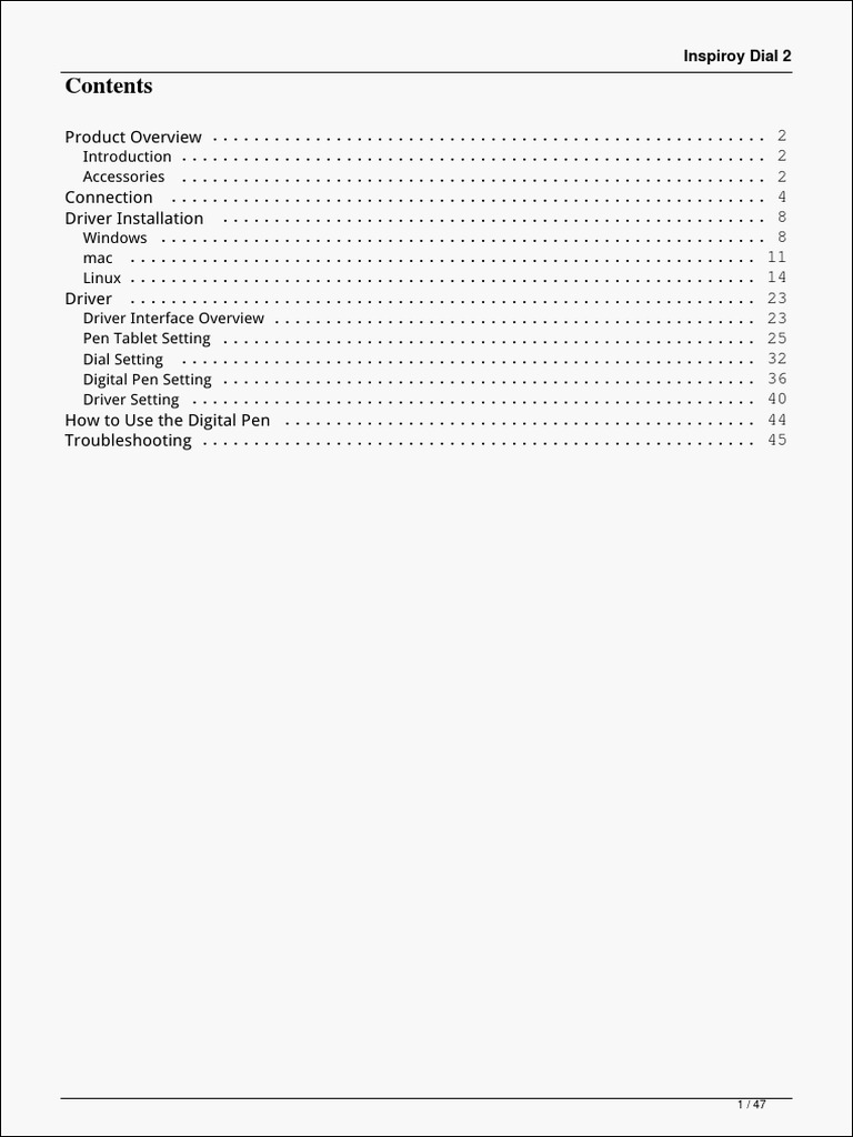 User Manual for the HUION Inspiroy Dial 2 Bluetooth Pen Tablet: Connection, Driver Installation ...