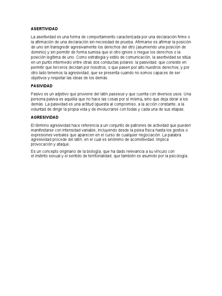 Asertividad, Pasividad, Agresividad | PDF | Relaciones personales ...