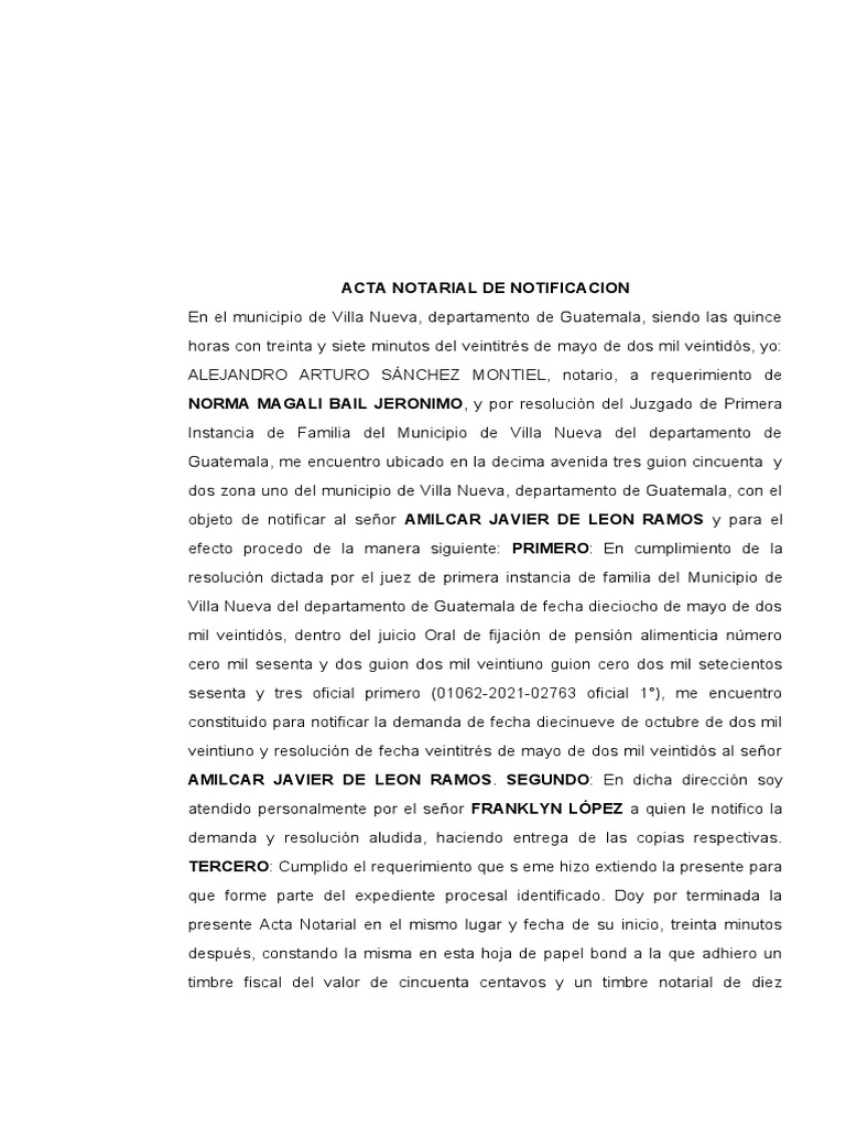 Acta Notarial de Notificacion | PDF Acta Notarial de Notificacion | PDF