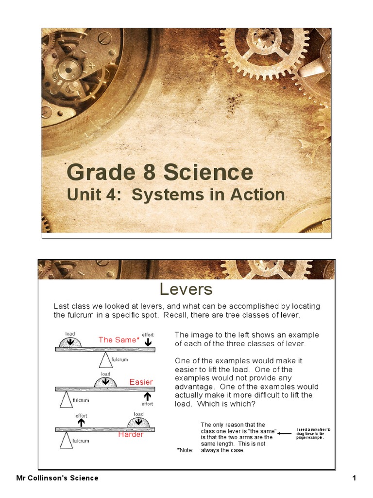 8_science_systems_lesson_4 | PDF | Lever | Machines