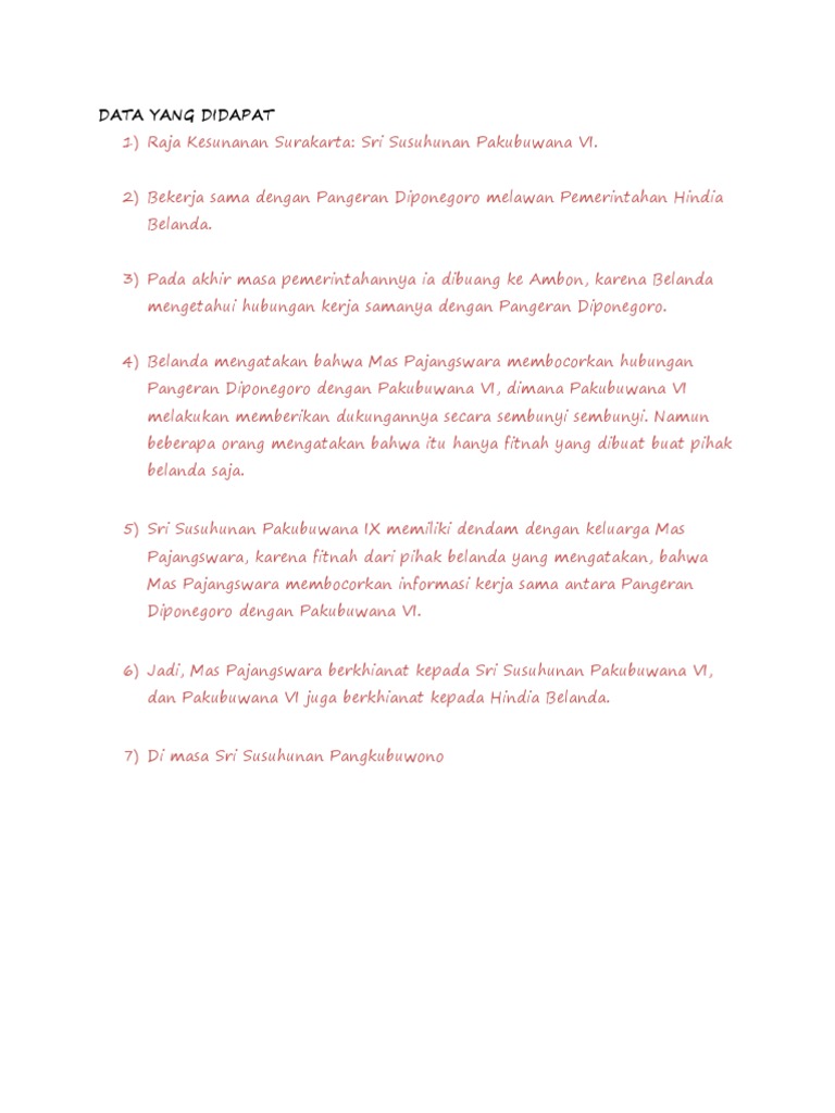 Pengkhianatan Pakubuwana VI dan Mas Pajangswara | PDF