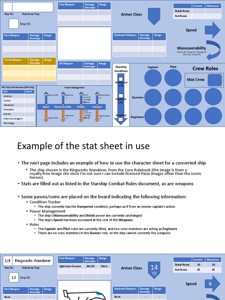 Starship Stat Sheet(Sample) | PDF | Gun Turret | Ships