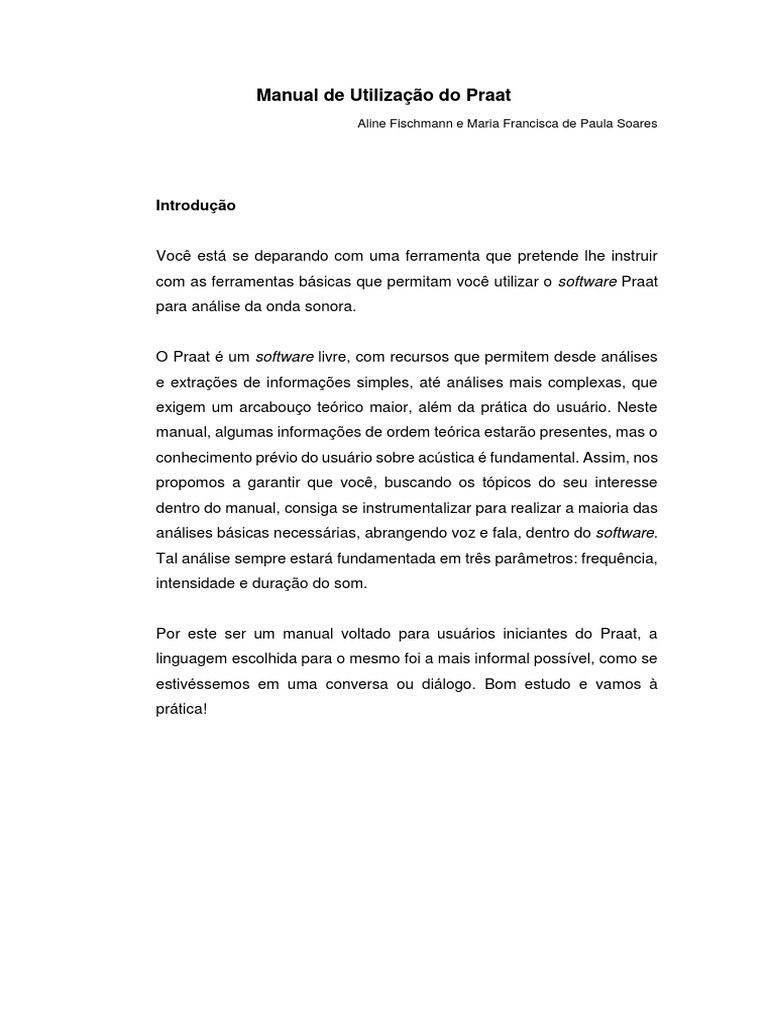 Manual - de - Utilizacão - Do - Praat - Aline - Francisca | PDF | Linguagem de script | Janela ...