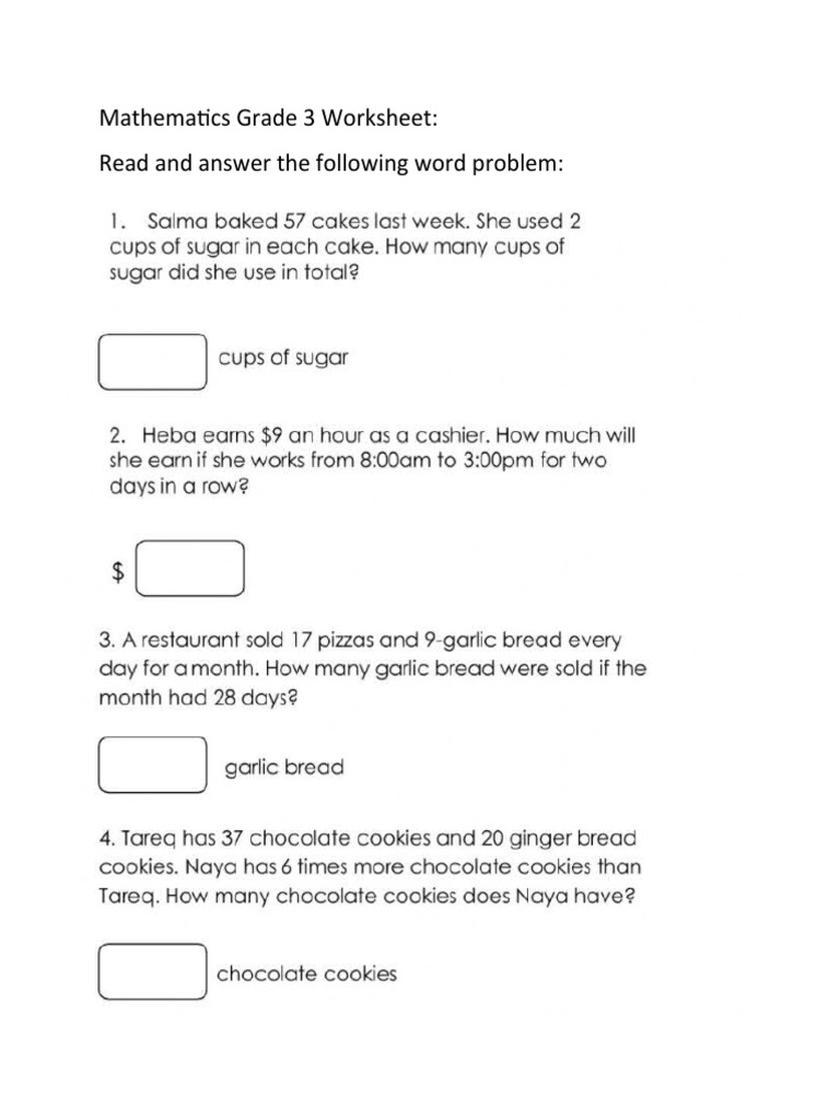 Mathematics Grade 3 Worksheet | PDF