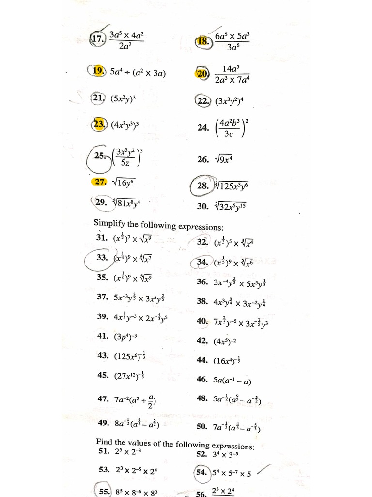 Algebra Worksheet 2 | PDF
