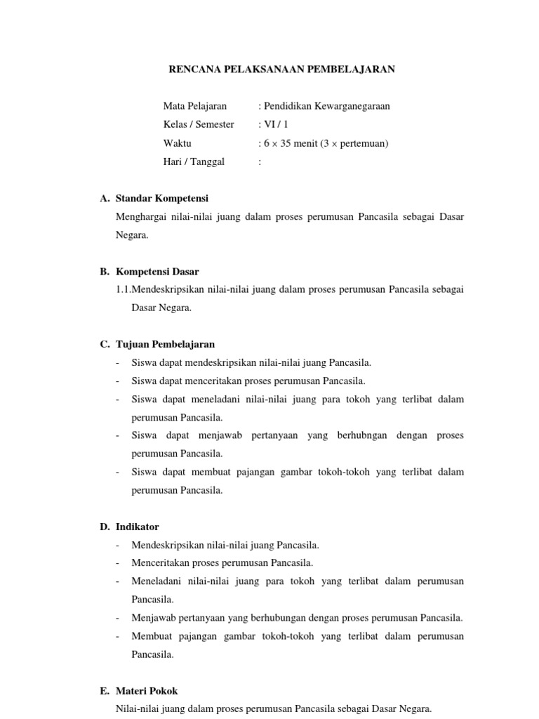 Contoh RPP (Rencana Pelaksanaan Pembelajaran | PDF