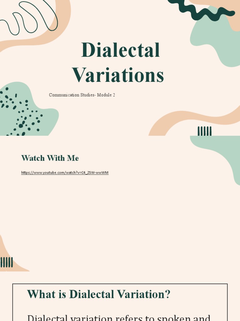 Linguistic Criteria - Dialectal Variation | PDF | English Language ...