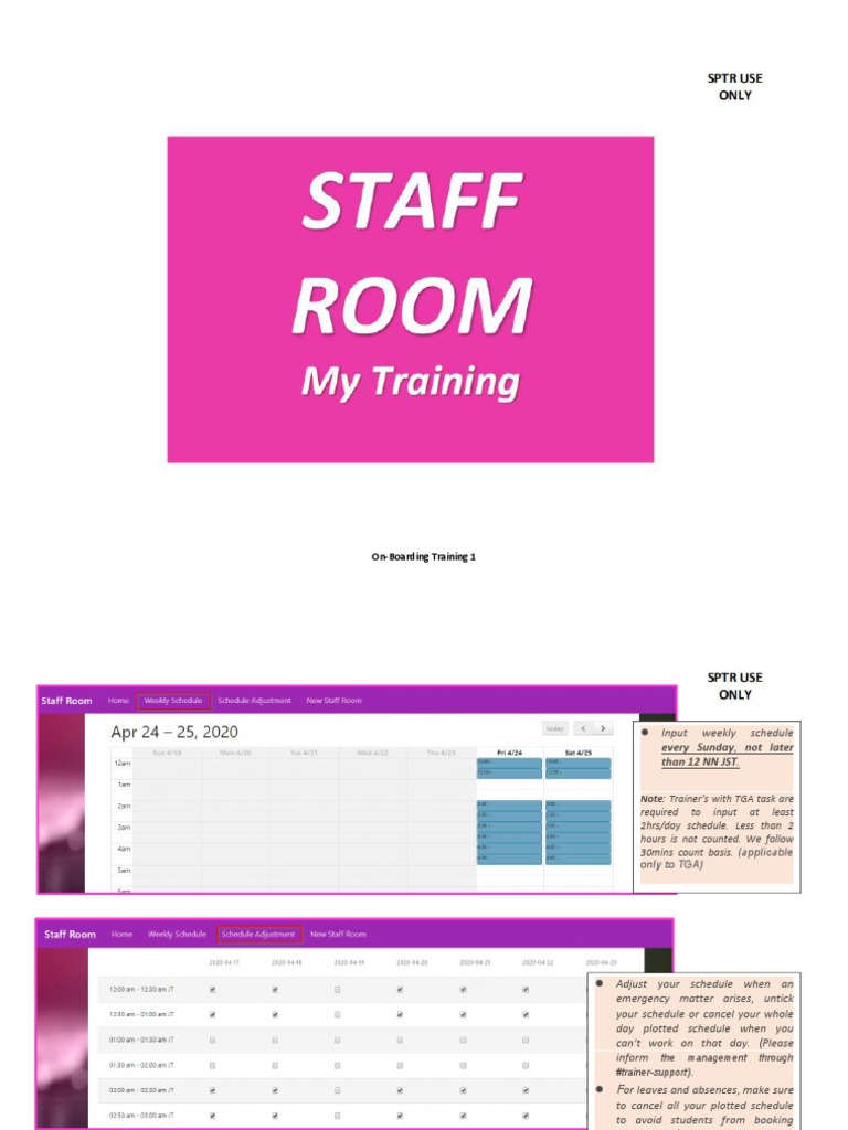 Staff Room - On Boarding Training 1 | PDF