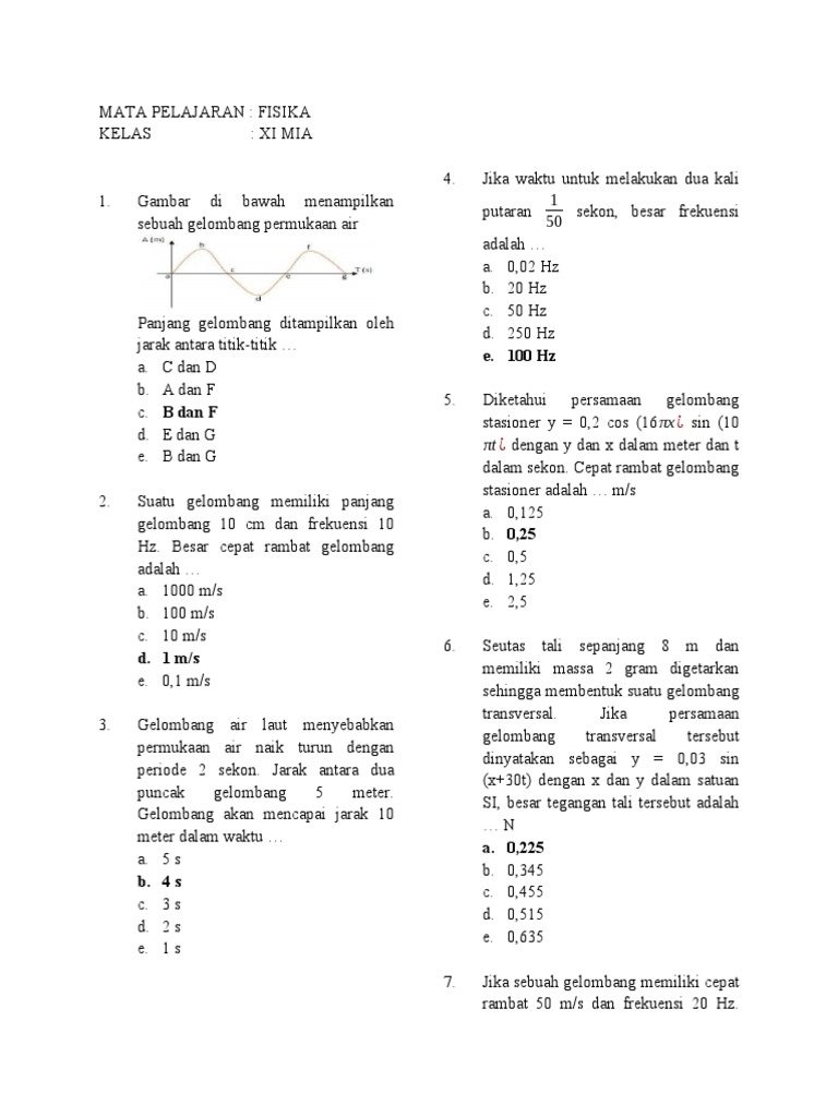 Soal Pts Fisika Kelas Xi Mia | PDF