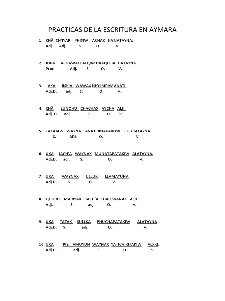 Practicas de La Escritura en Aymara | PDF | Ajedrez