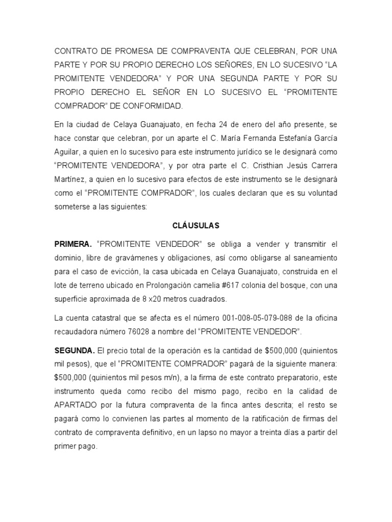 Contrato de Promesa | PDF | Ley de obligaciones | Derecho civil ...