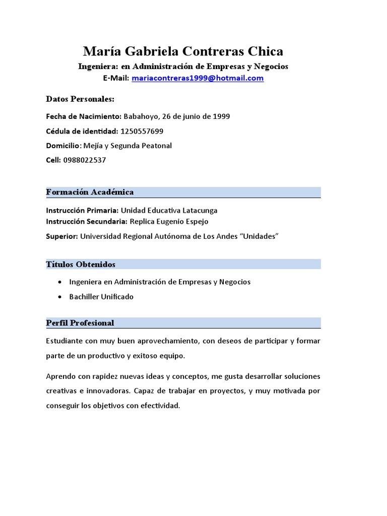 Contreras Curriculum | PDF