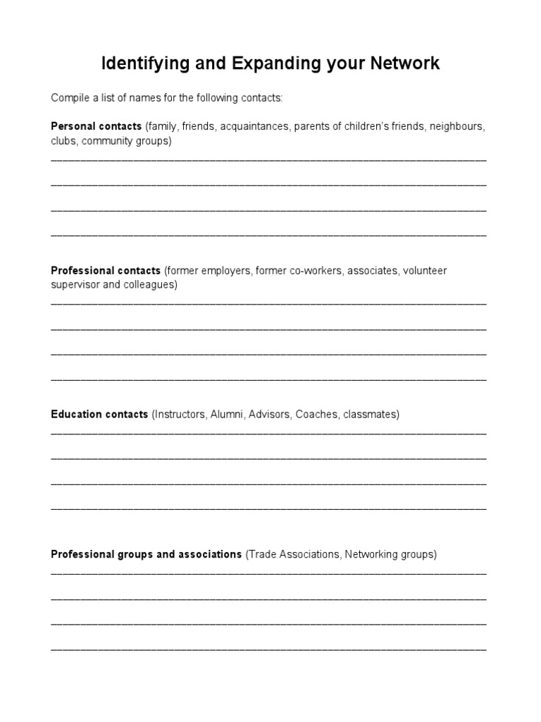 Networking Worksheet | PDF