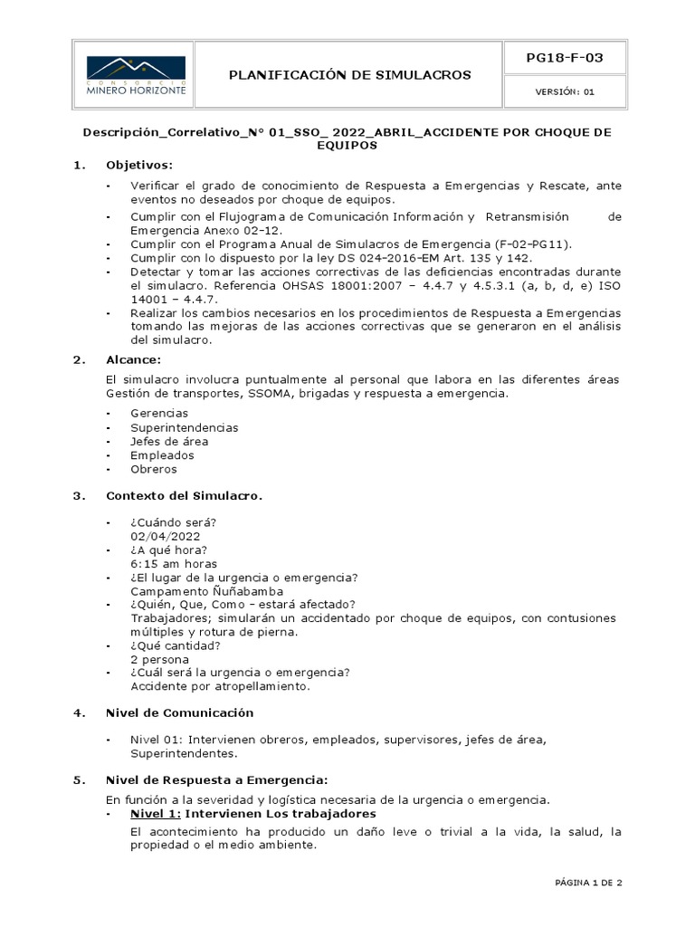 Planificación de Simulacros | PDF