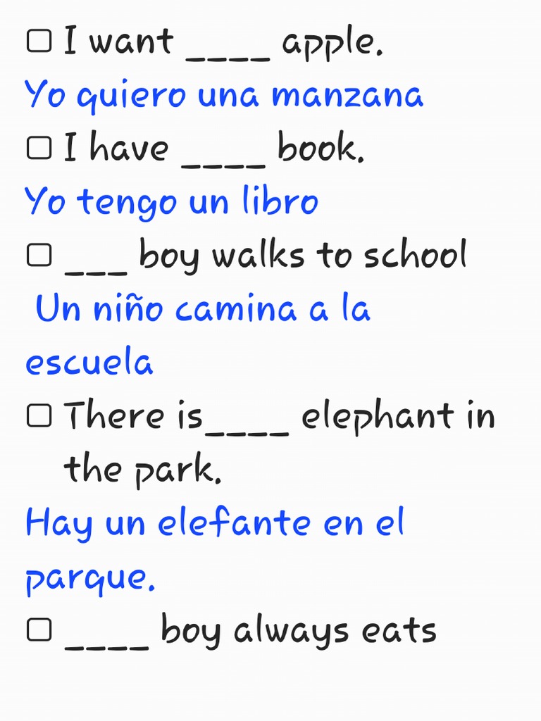 Ejercicios De A An The PDF