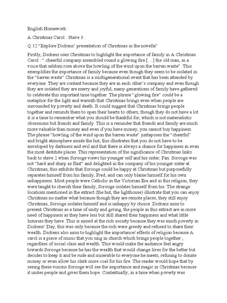Christmas Unity in Stave 3 Analysis | PDF | Ebenezer Scrooge | A ...