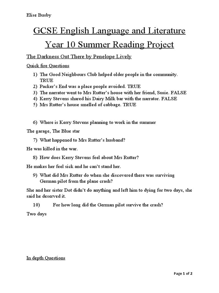 Comprehension Tasks | PDF