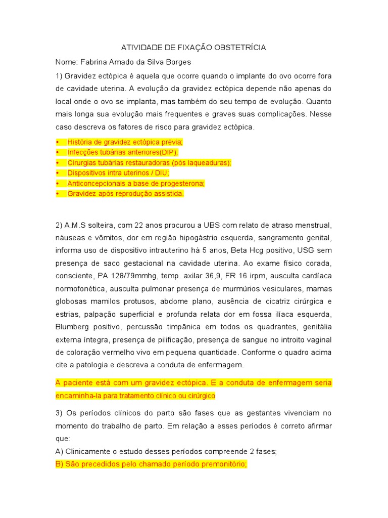Atividade de Fixação 7 Periodo - Fabrina | PDF