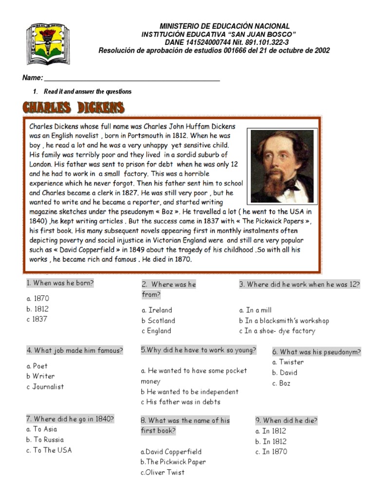 Oliver Twist Exam | PDF | Oliver Twist