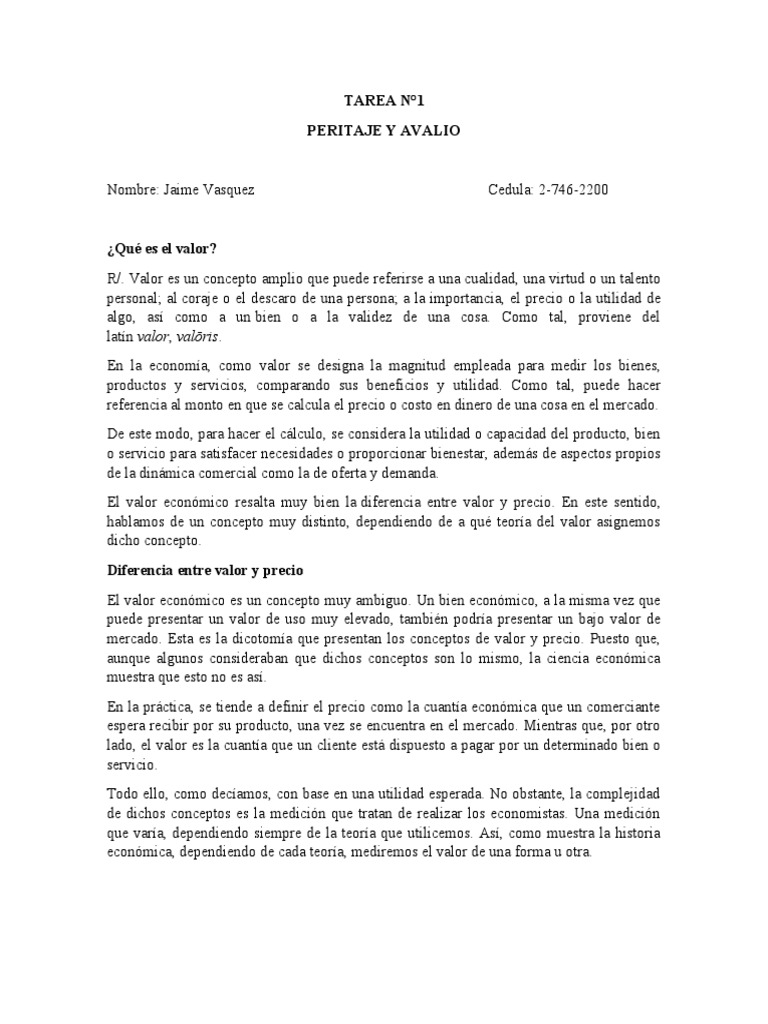 TAREA N°1 - Peritaje y Avaluo | PDF | Precios | Ciencias económicas TAREA N°1 - Peritaje y Avaluo | PDF | Precios | Ciencias económicas
