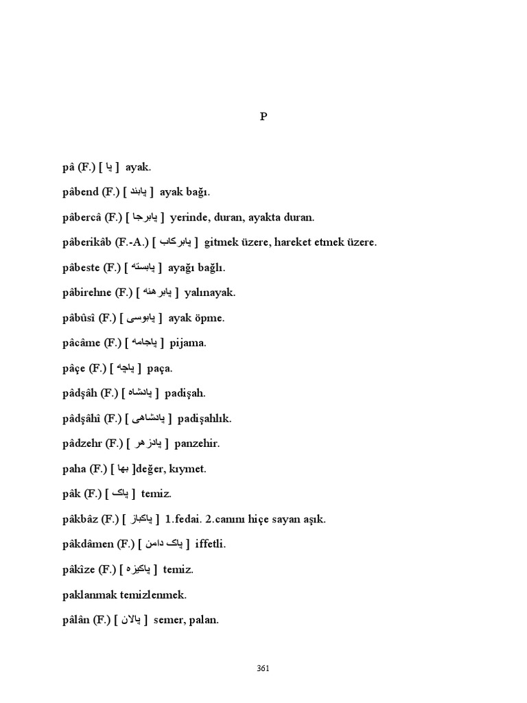 Osmanli Turkcesi Sozlugu 361-536 | PDF