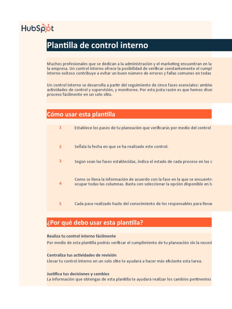 Plantilla de Control Interno | PDF | Planificación