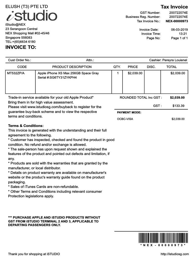 IStudio Singapore Iphone XS MAx PDF | PDF | Invoice | Apple Inc.