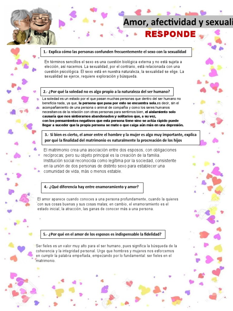 Ficha Amor Afectividad y Sexualidad | PDF