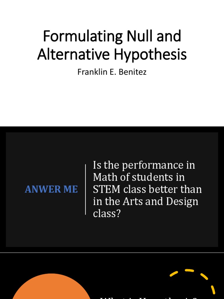 Formulating Null and Alternative Hypothesis | PDF | Null Hypothesis | Hypothesis