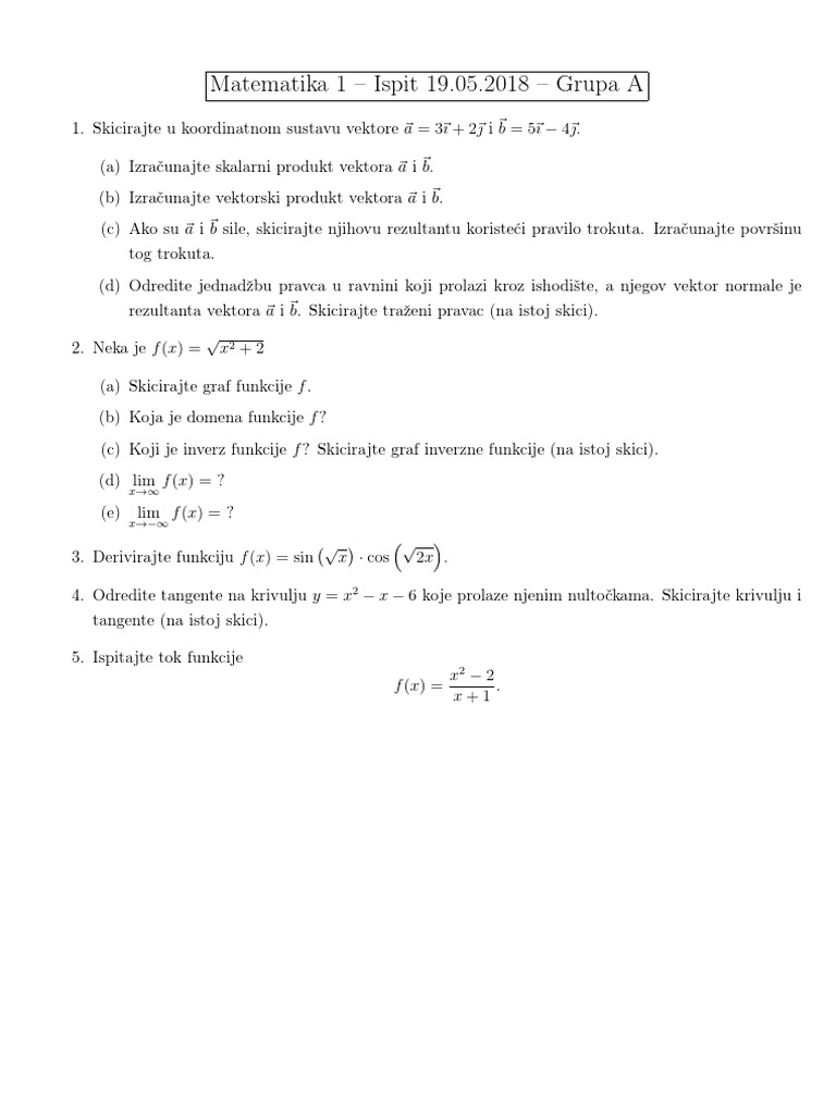 Primjeri Ispita 2018 2019 | PDF