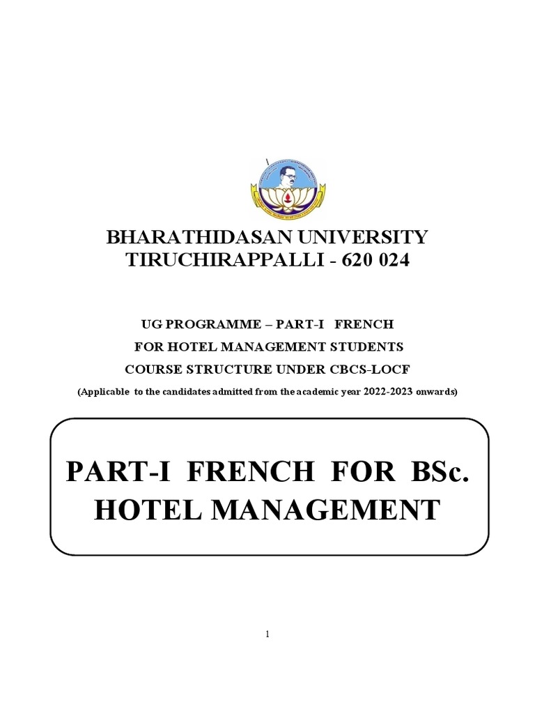 Part I French For Hotel Management Students | PDF