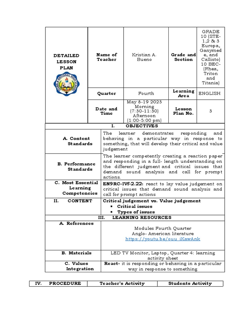 DLP Melc 2 Critical and Value Judgementk.a.b | PDF | Poverty | Poverty ...