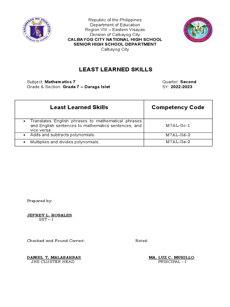 Least Learned Skills | PDF