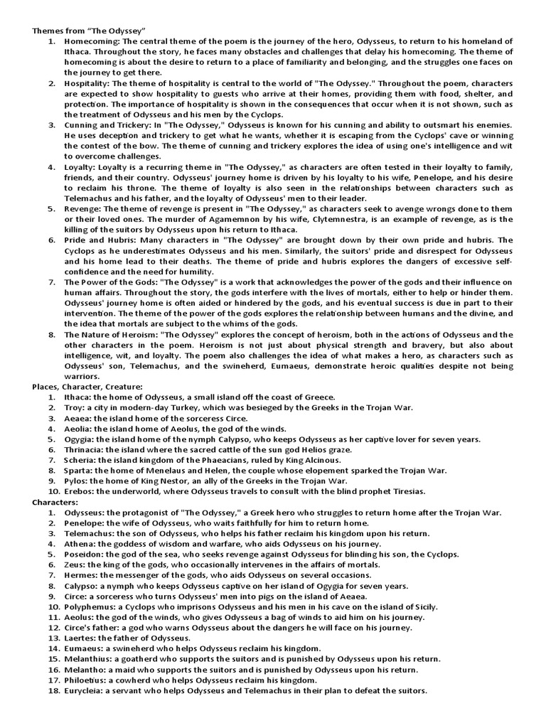 "The Odyssey: Key Themes & Characters" | PDF | Odyssey | Odysseus