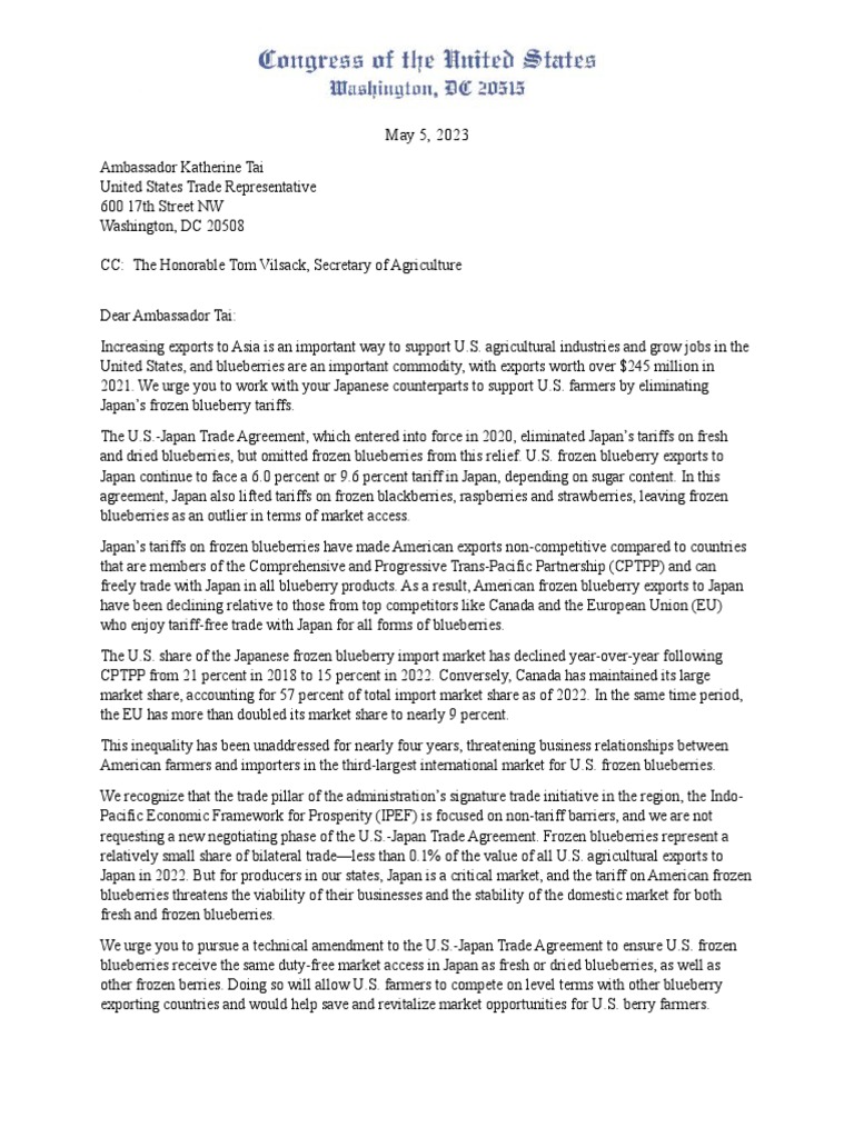 Letter To Trade Representative Katherine Tai | PDF