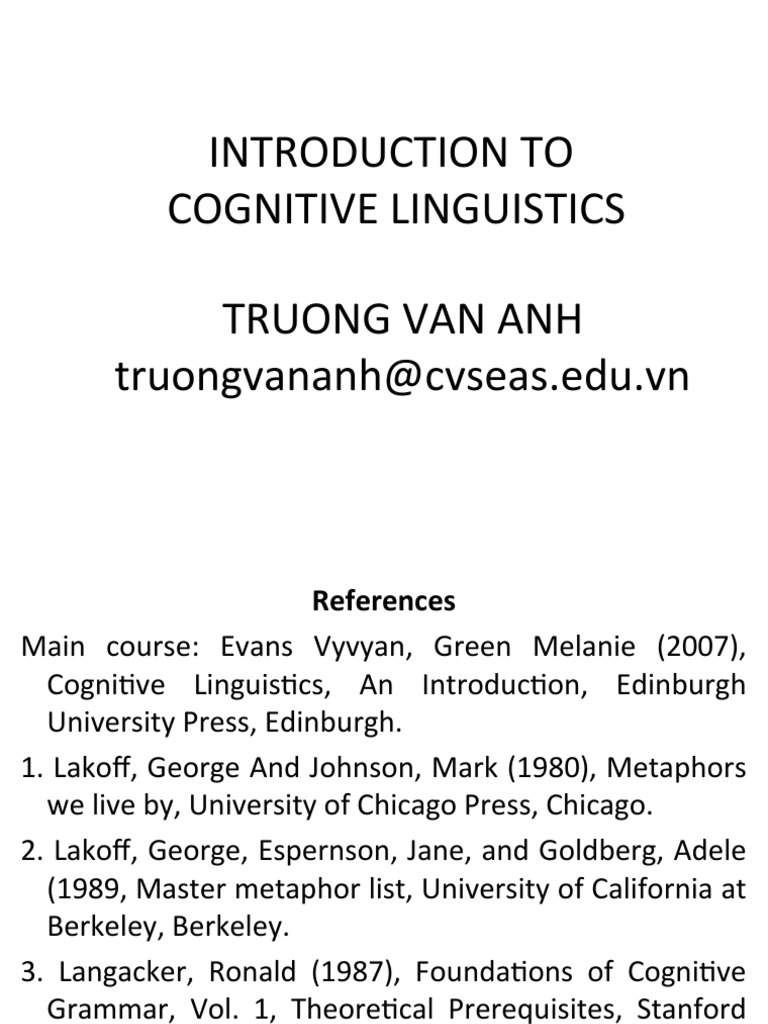 Introduction To Cognitive Linguistics 1+2 | PDF