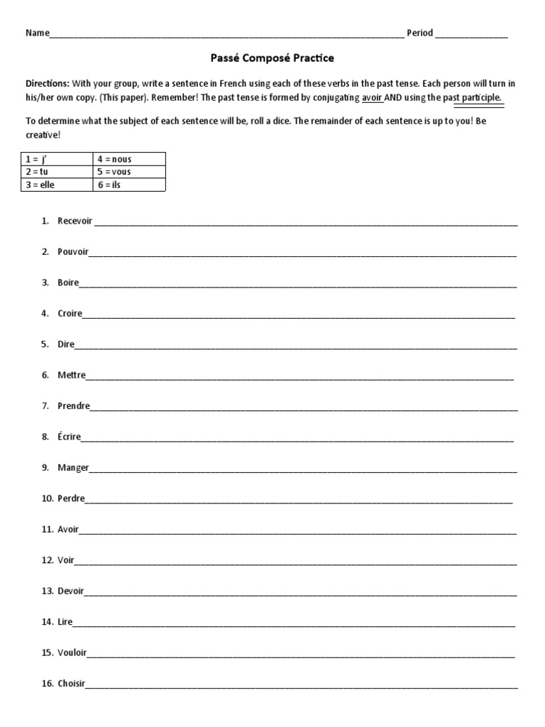 Passé Composé Practice | PDF